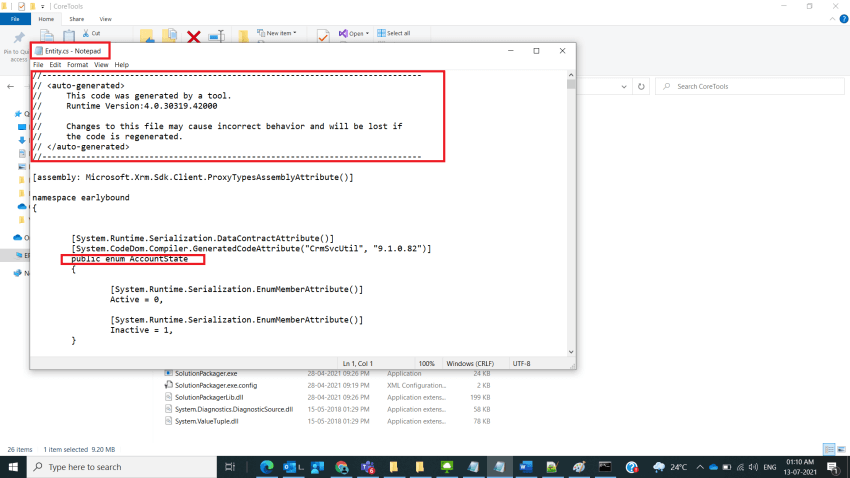 Generate Earlyboundclass File With Code Generationtool In Dynamics Crm